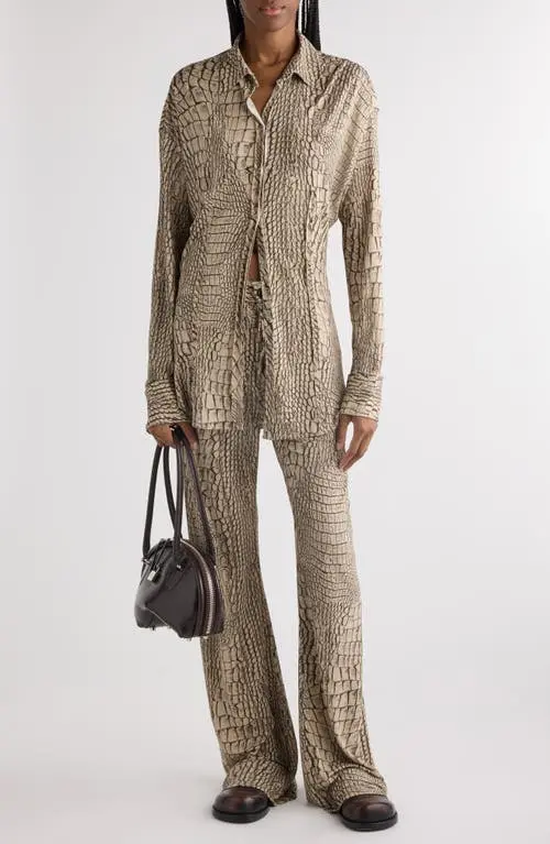 Acne Studios Persey Croc Print Jersey Pants In Multi Grey - 73
